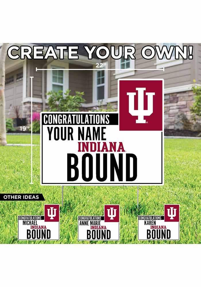 Indiana Hoosiers White Personalized School Bound Yard Sign - 33099689