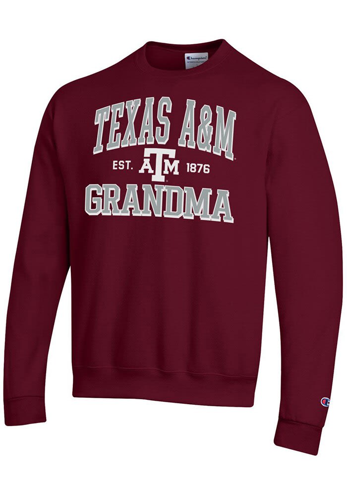 Champion Texas A&M Aggies Mens MAROON Est. Date Grandma Powerblend Crew ...