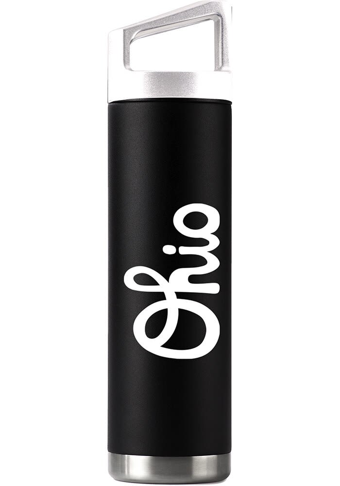 Ohio BLACK Script 22oz Bottle with White Cap Stainless Steel Bottle ...