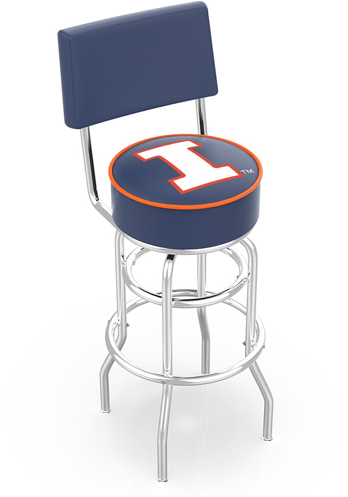Illinois Fighting Illini BLACK Double-Ring Swivel with Back Pub Stool ...