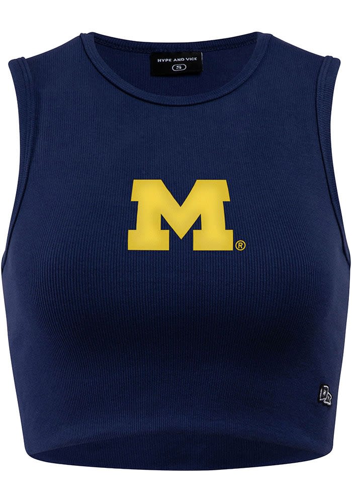 Michigan Wolverines Hype and Vice Womens BLUE Cut Off Tank Top - 33970795