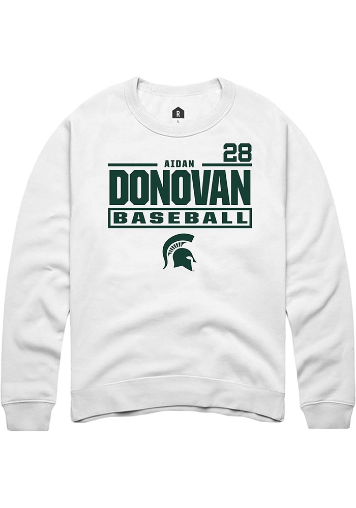 Aidan Donovan Mens White Michigan State Spartans NIL Stacked Box Player ...