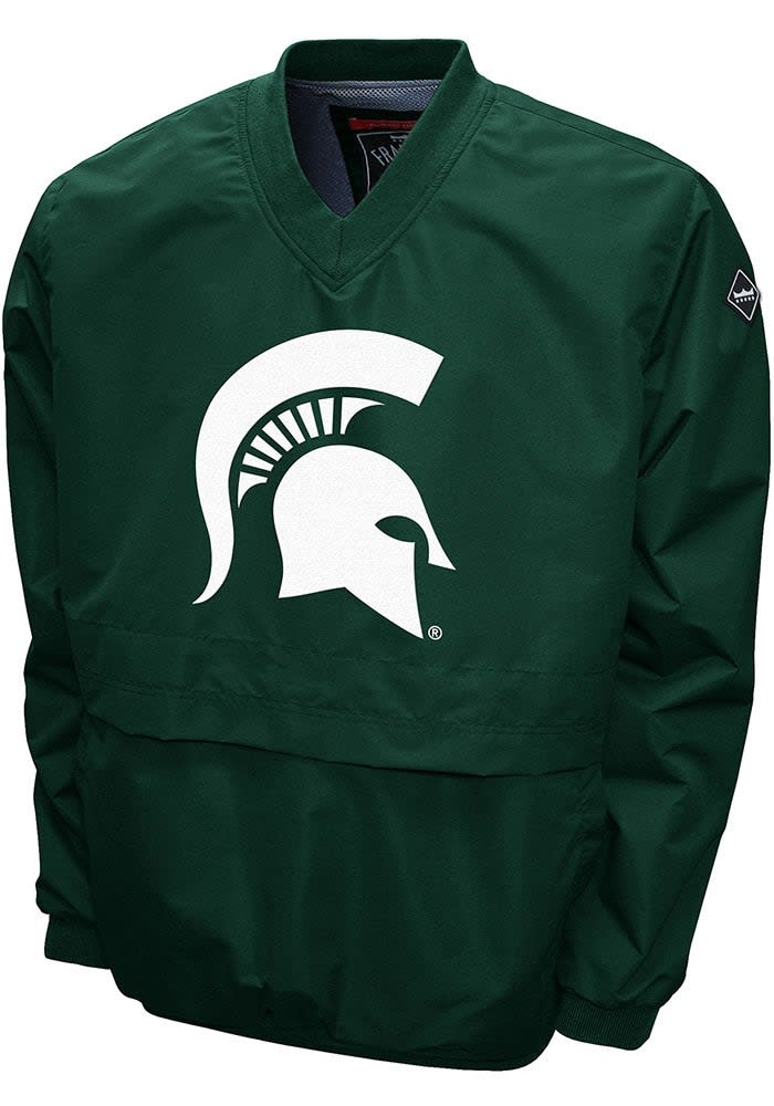 Michigan State Spartans Mens Big Logo GREEN Pullover Jackets - 3450635