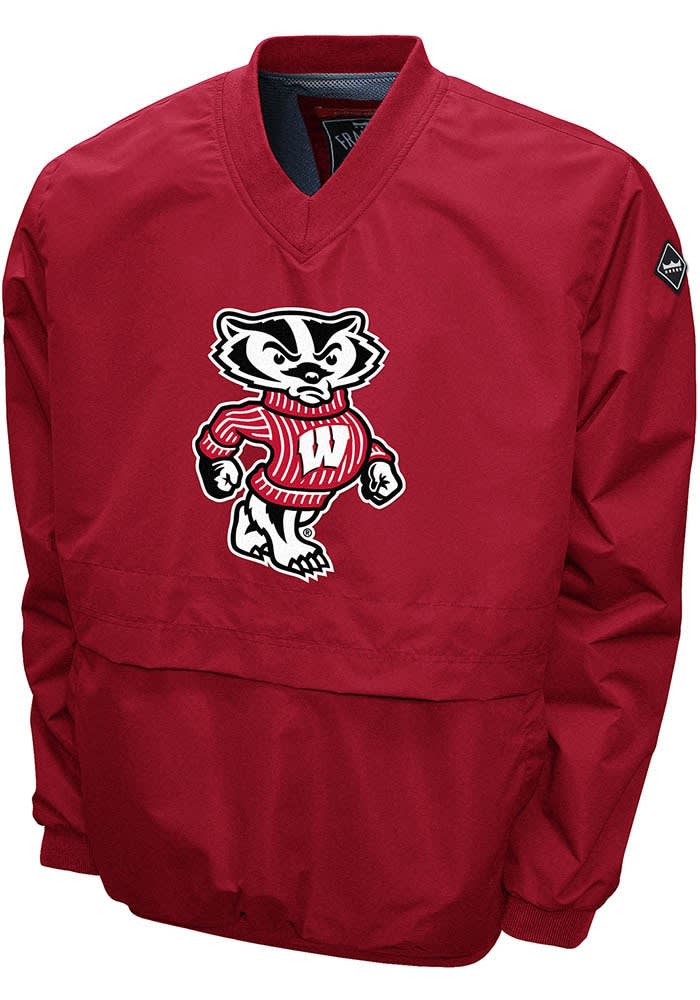 Mens Red Wisconsin Badgers Big Logo Pullover Jackets - 3450655