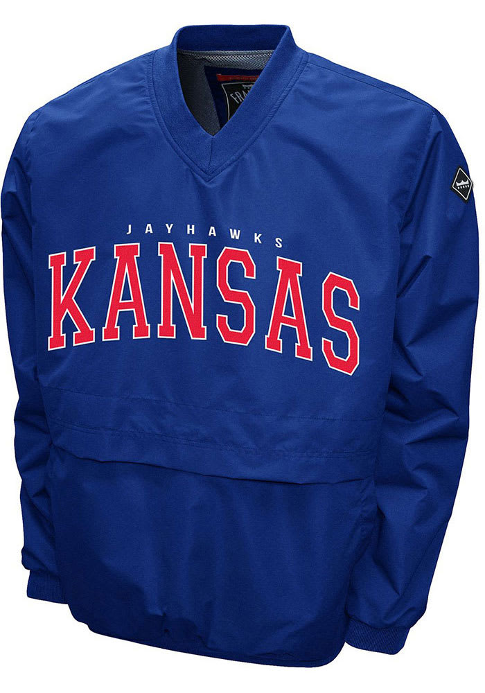 Kansas Jayhawks Mens Members Windshell ROYAL Pullover Jackets - 34560081