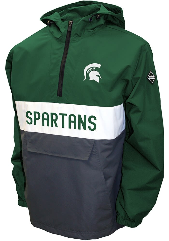 Michigan State Spartans Mens Alpha Anorak GREEN Pullover Jackets - 34560126