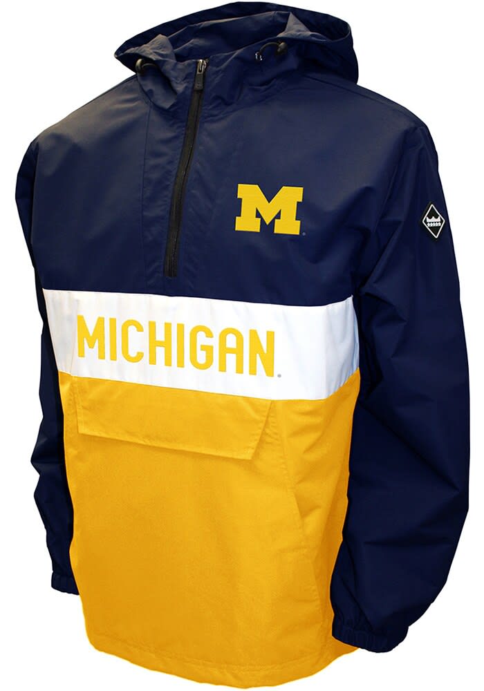 Michigan Wolverines Mens Alpha Anorak BLUE Pullover Jackets - 34560132
