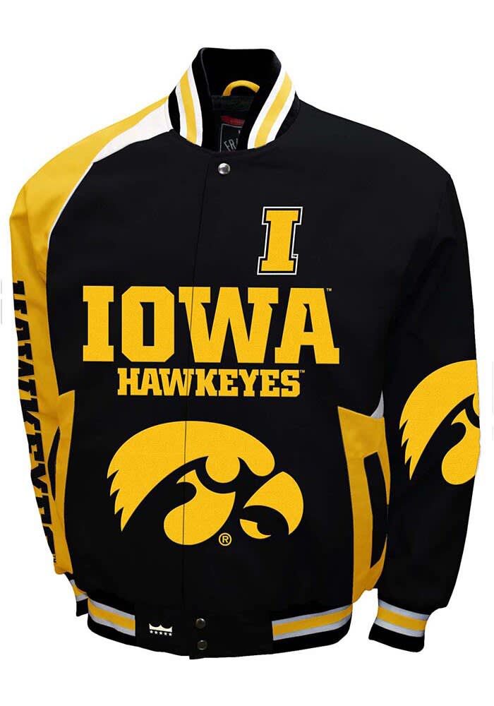 Iowa Hawkeyes Mens BLACK Spirt Cotton Twill Heavyweight Jacket - 34560239