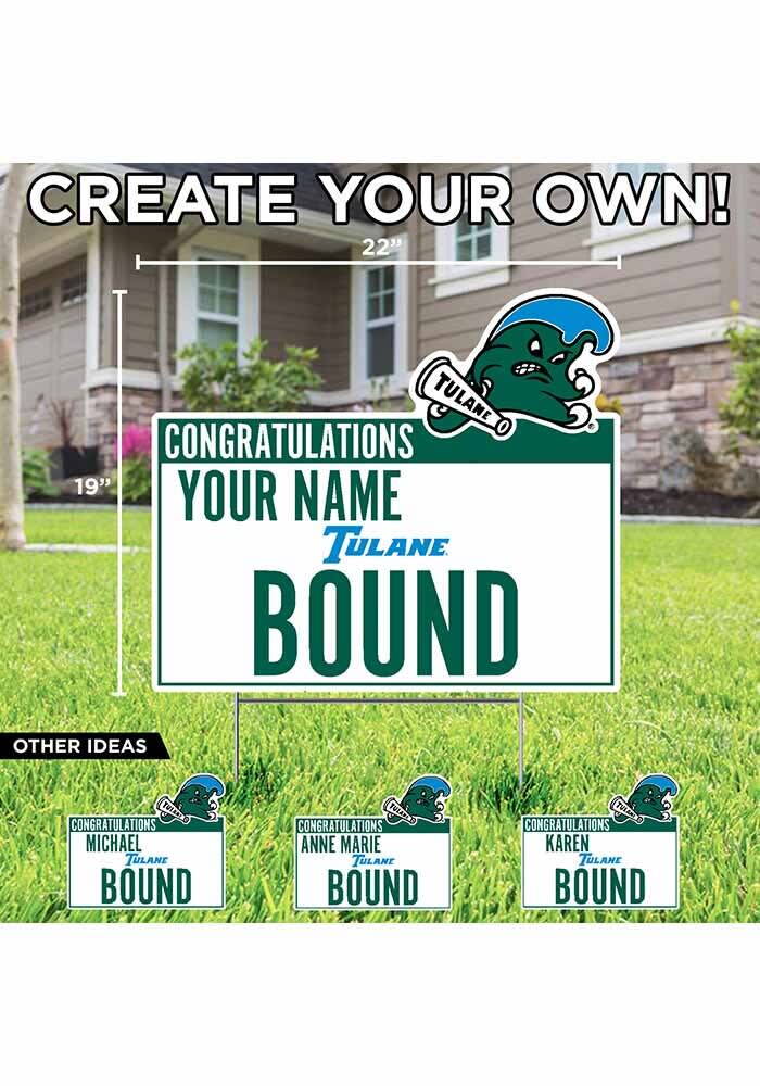 Tulane Green Wave White Personalized School Bound Yard Sign - 34718192