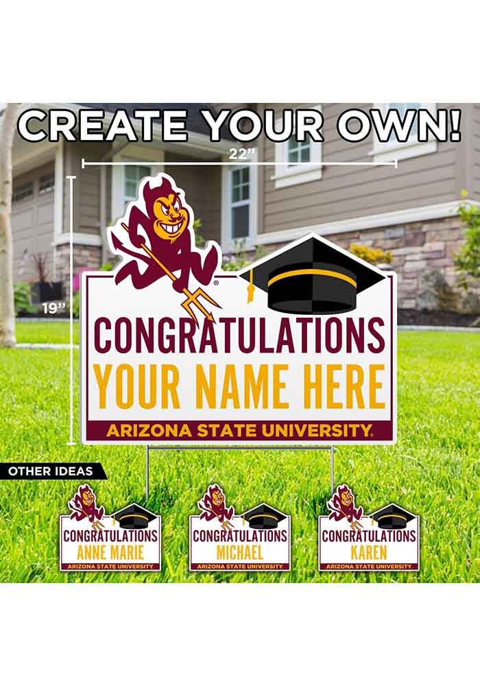 Arizona State Sun Devils White Personalized Congratulations Grad Yard ...
