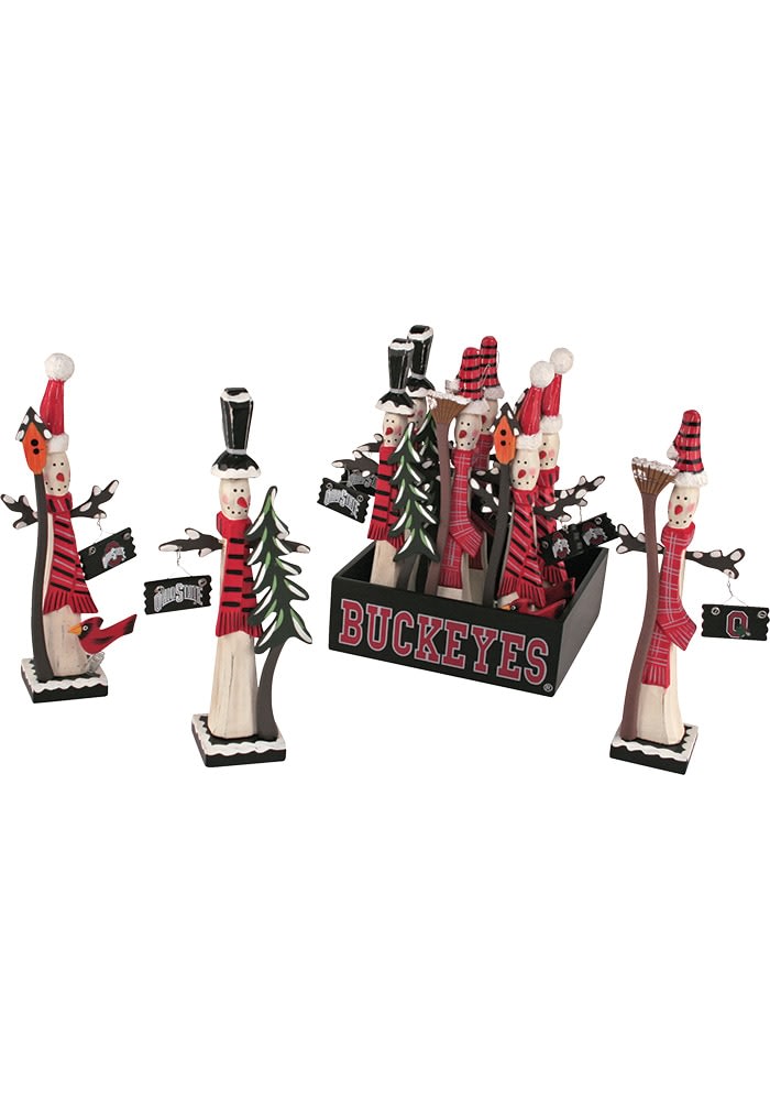 Ohio State Buckeyes Red Wooden Snowman Decor - 34940012