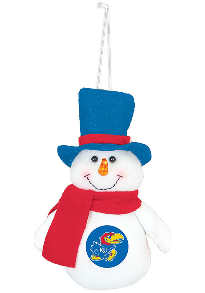 Kansas Jayhawks Plush Snowman Ornament - BLUE