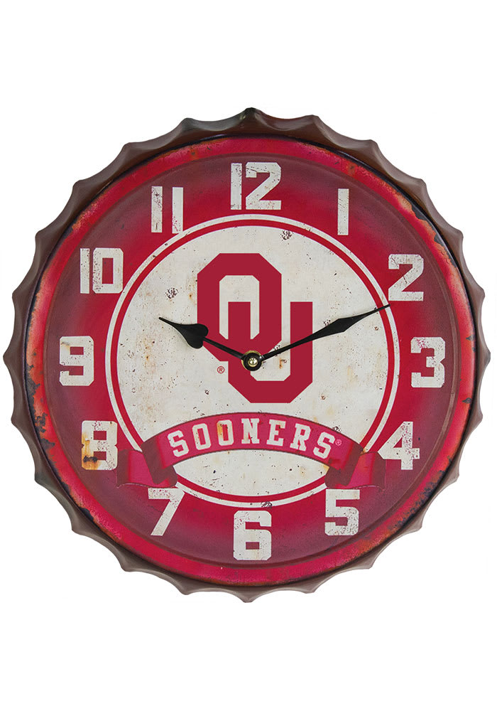 Oklahoma Sooners Red Bottle Cap Wall Clock - 34940337