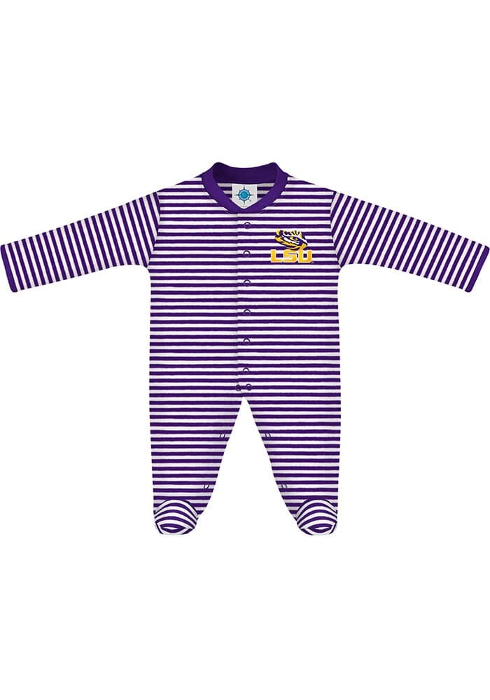 LSU Tigers PURPLE Baby Stripe Romper Pajamas - 35010520