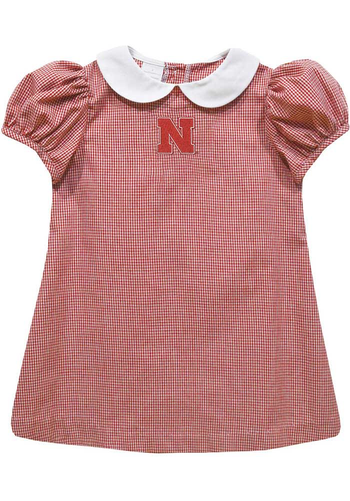 Vive La Fete Nebraska Cornhuskers Baby Girls SCARLET Gingham Collar ...
