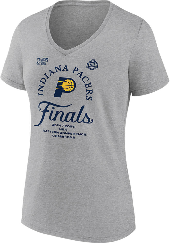 Indiana Pacers Womens GREY HEATHER 2025 Conference Champs Locker Room T ...