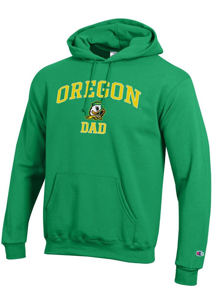 Champion Mens GREEN Oregon Ducks Arch Logo Dad Powerblend Hoodie - 3596406