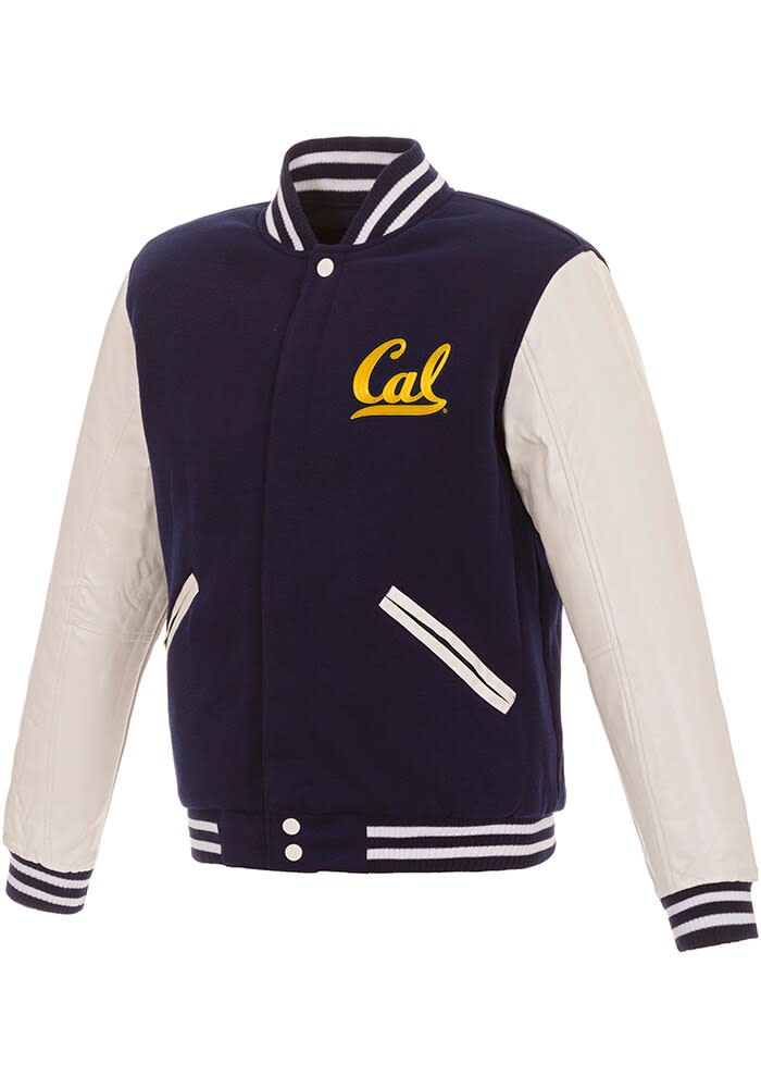 Cal Golden Bears Mens Reversible Fleece Faux Leather NAVY Medium Weight ...