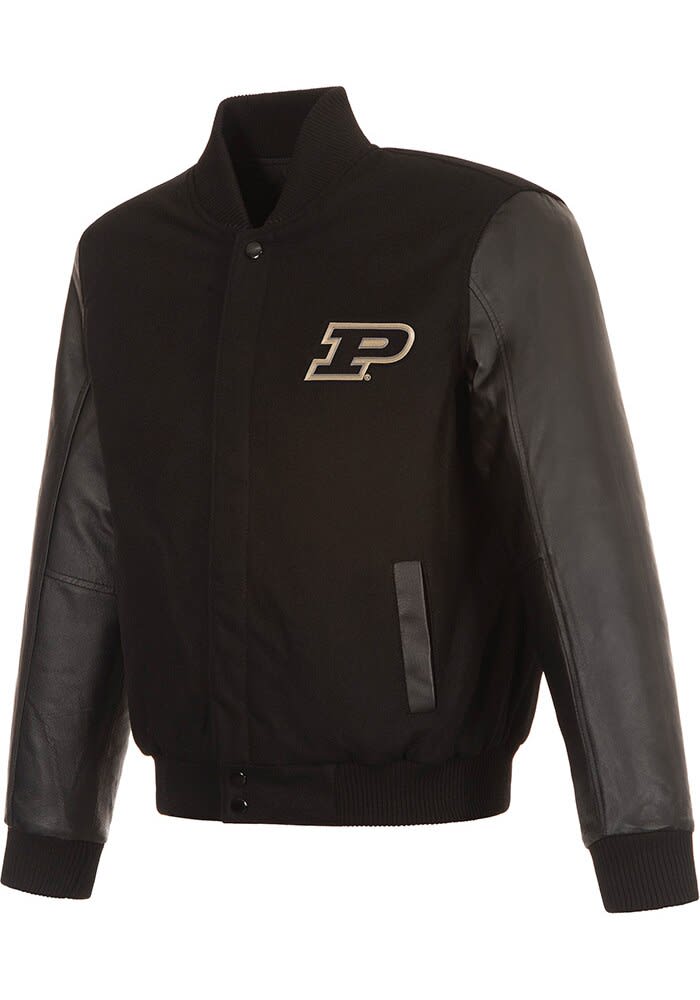 Purdue Boilermakers Mens BLACK Reversible Wool and Leather Heavyweight ...