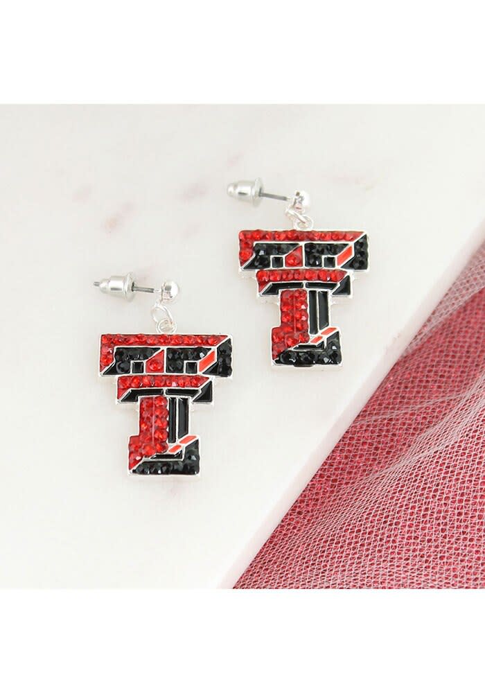 Texas Tech Red Raiders Red Crystal Logo Womens Earrings - 37170287