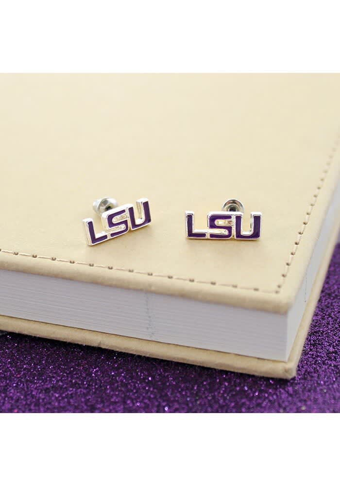 LSU Tigers PURPLE Enamel Stud Womens Earrings - 37170310