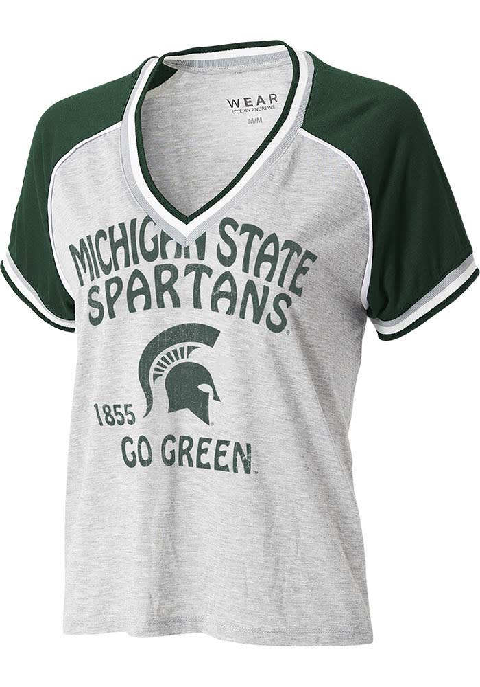 WEAR by Erin Andrews Michigan State Spartans Womens GREY/GREEN Raglan ...
