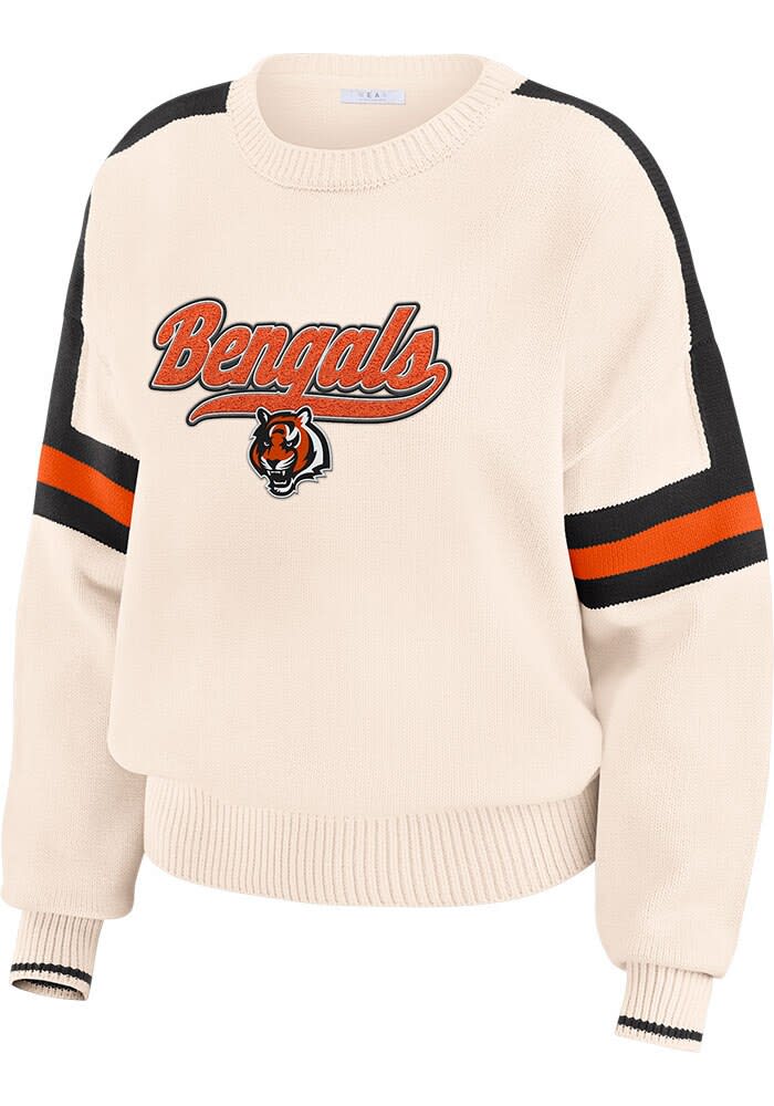 Cincinnati Bengals WEAR by Erin Andrews Sweater Womens WHITE Stripe ...