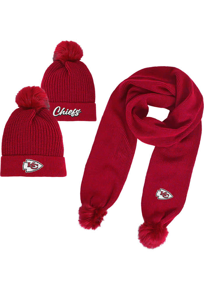 WEAR by Erin Andrews Kansas City Chiefs Red Fur Pom Pom Womens Scarf ...