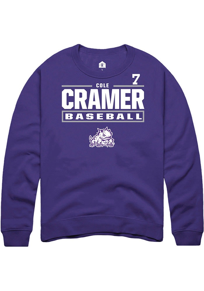 Cole Cramer TCU Horned Frogs Mens PURPLE NIL Stacked Box Player Crew ...