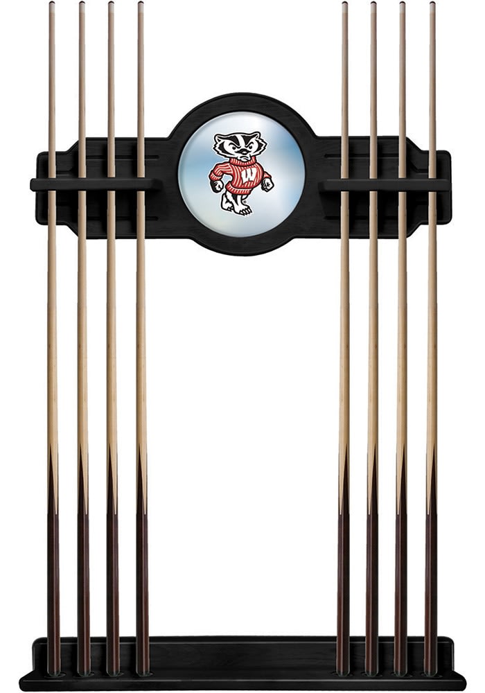 Wisconsin Badgers Mascot Solid Wood Cue Rack Pool Table BLACK - 38673441