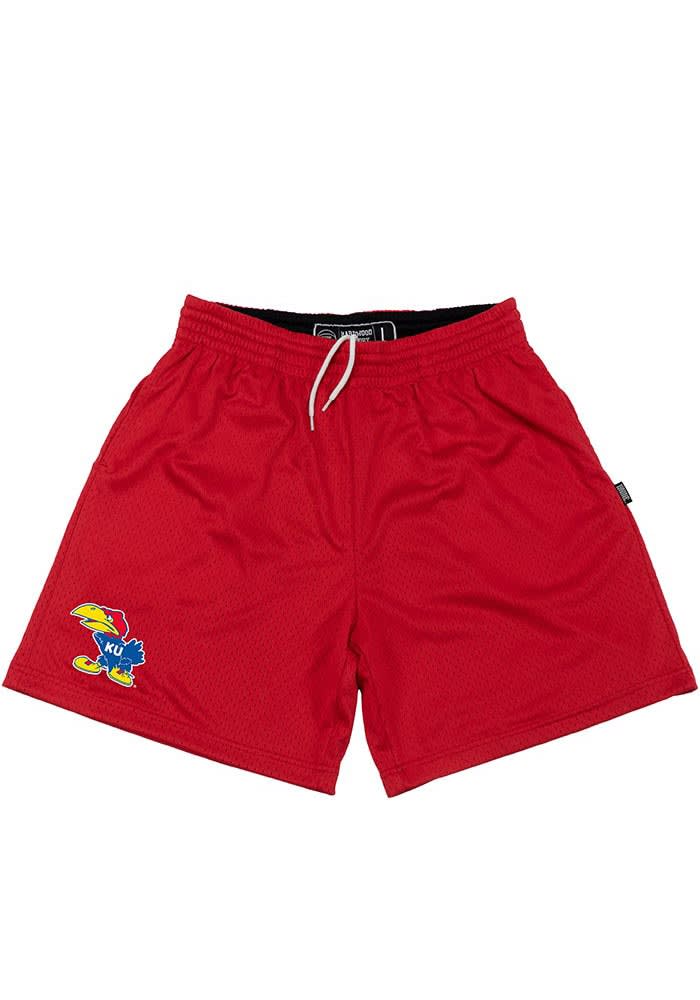 Kansas Jayhawks Mens Red Retro Practice Active Shorts - 39450266