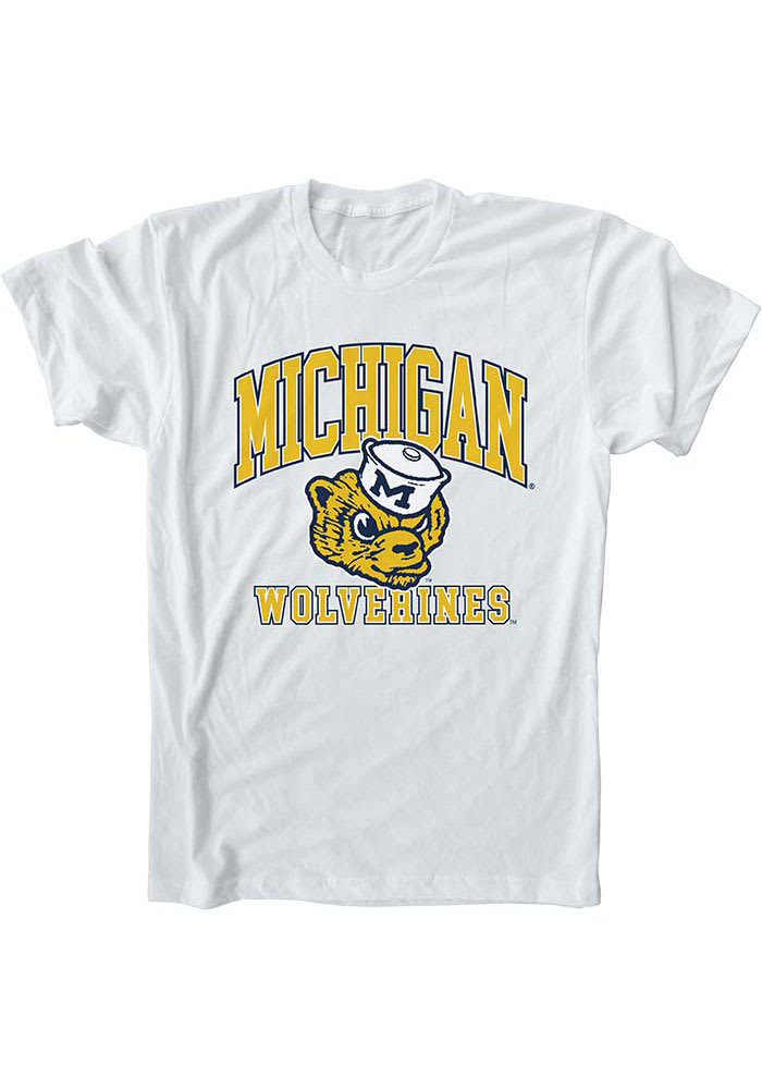 SLAM WHITE Michigan Wolverines Oversized Logo Classic Short Sleeve ...