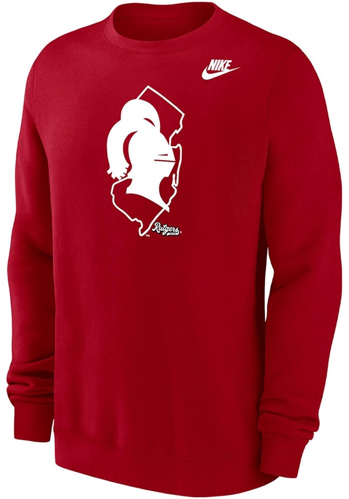 Nike Rutgers Scarlet Knights Mens Red Knight Outline Club Fleece Crew ...