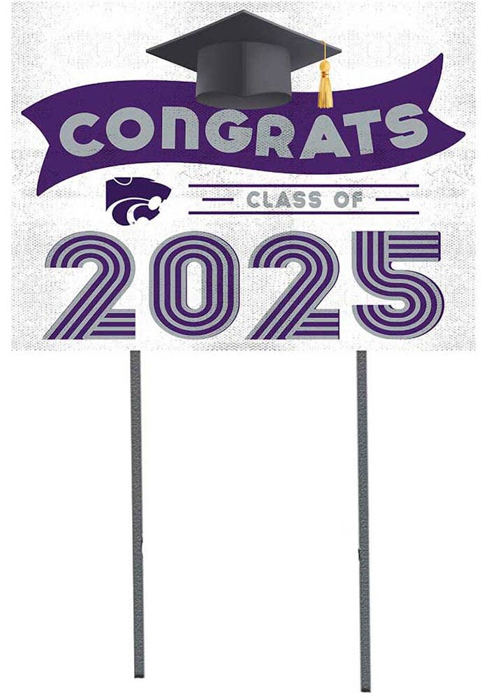 K-State Wildcats White Class of 2025 graduation graphic Yard Sign - 4061701