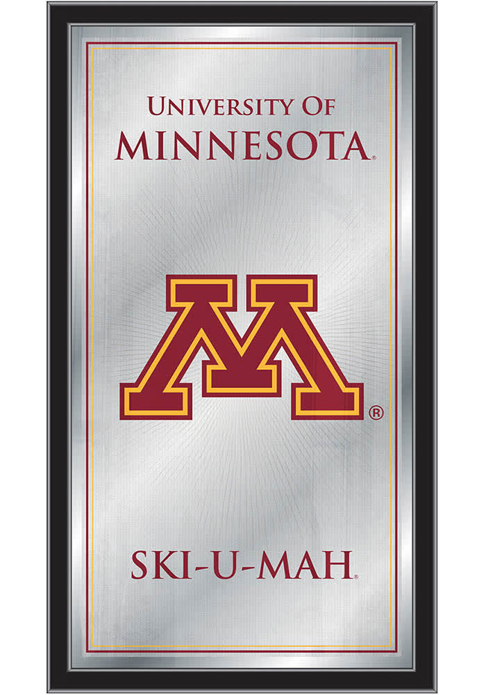 Minnesota Golden Gophers SILVERGREY Fight Song Hanging Back Bar Mirror ...