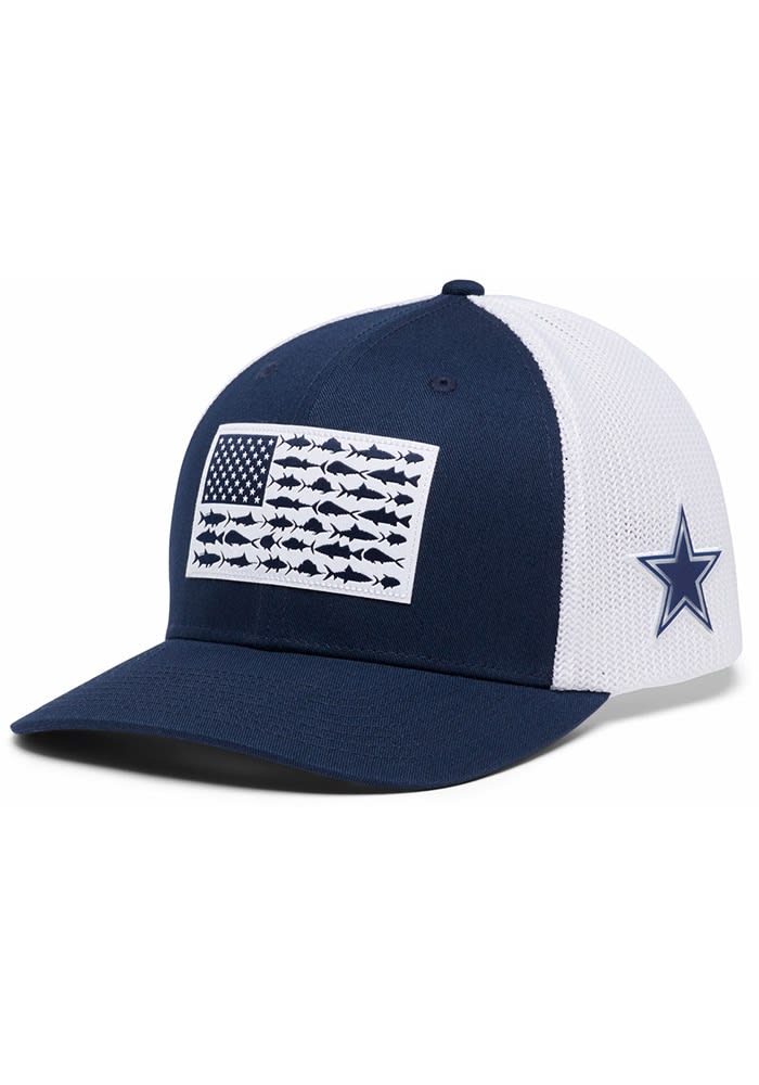 Dallas Cowboys Mens PFG Mesh Fish Flag NAVY Columbia Flex Hat - 41024162
