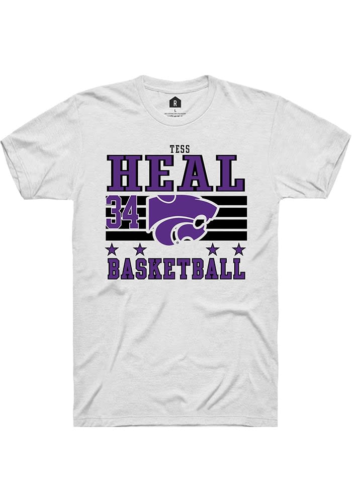 Tess Heal K-State Wildcats White NIL Striped Short Sleeve Player T ...