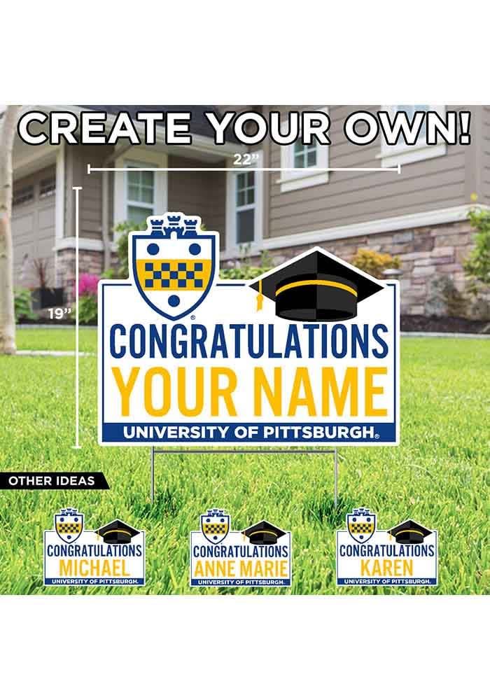 Pitt Panthers White Personalized Congratulations Grad Yard Sign - 41718158