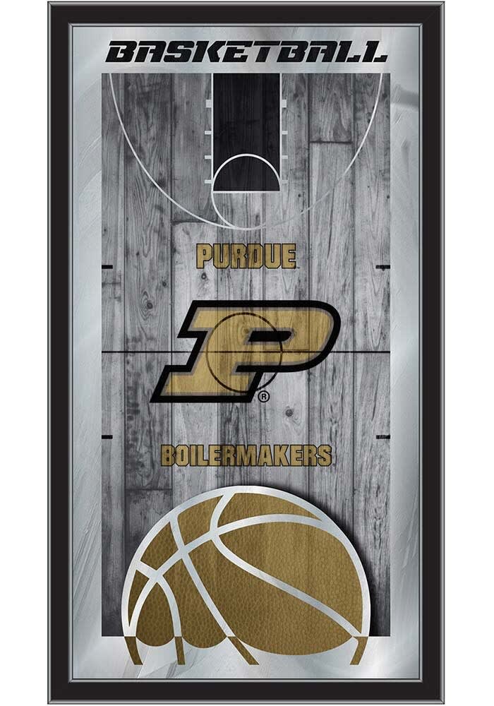 Purdue Boilermakers SILVERGREY Basketball Hanging Back Bar Mirror ...
