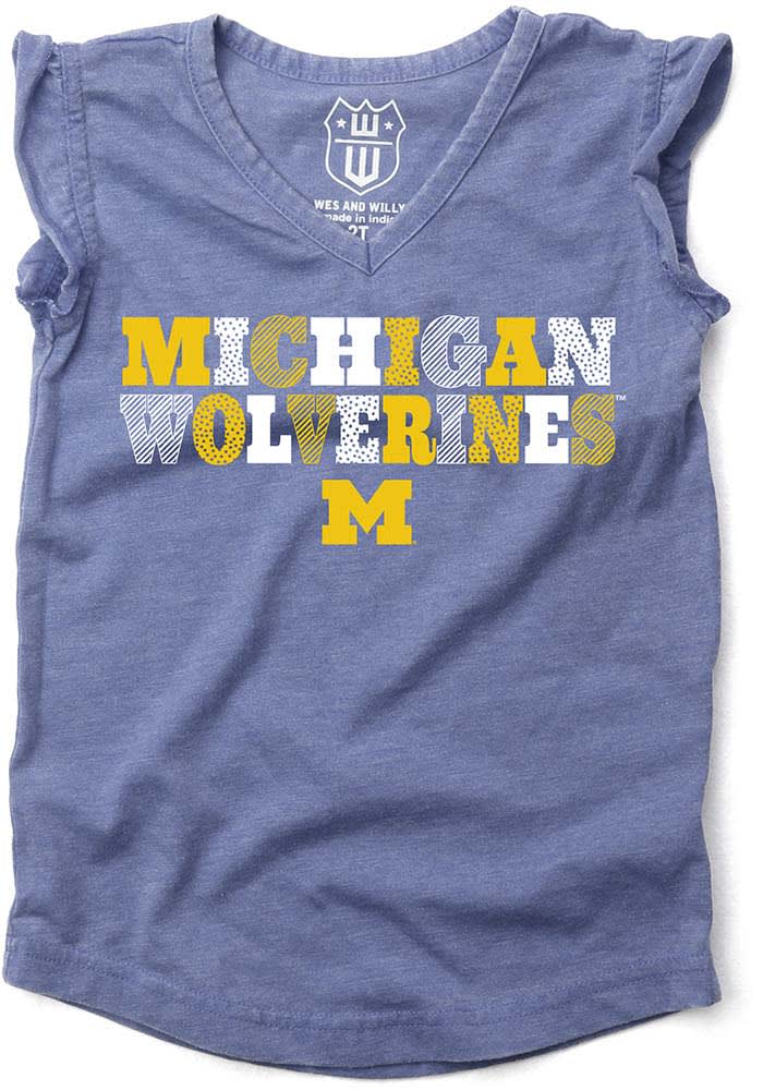 Michigan Wolverines Wes and Willy Toddler Girls BLUE Burn Out Short ...