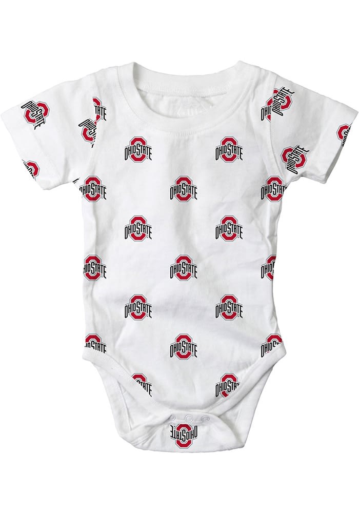 Wes and Willy Ohio State Buckeyes Baby Red All Over Print One Piece ...