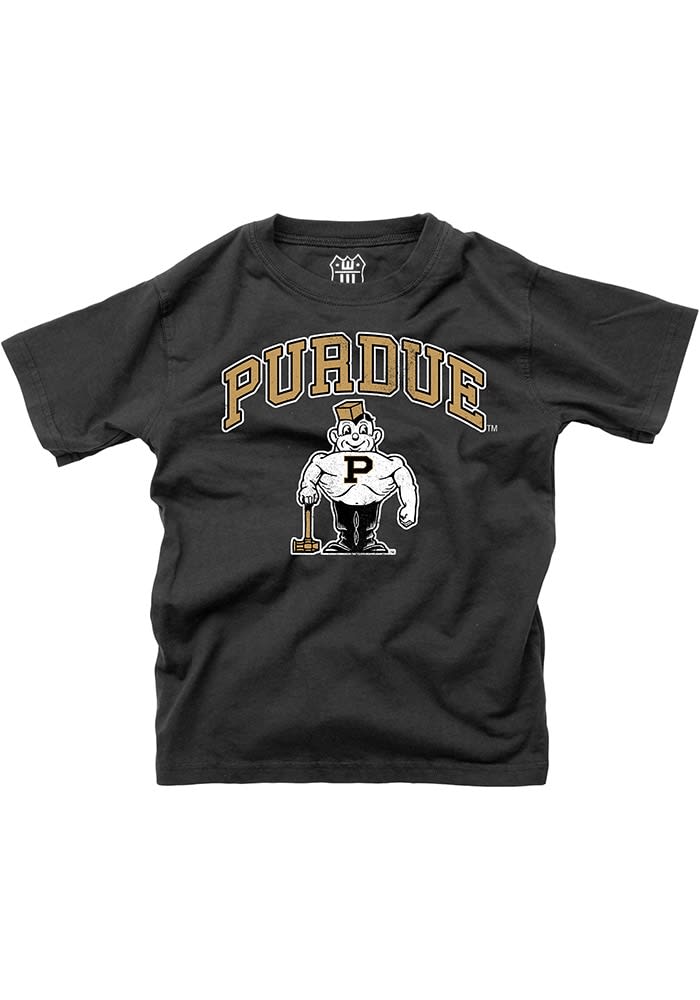 Purdue Boilermakers Wes and Willy Boys BLACK Vintage Arch Mascot Short ...