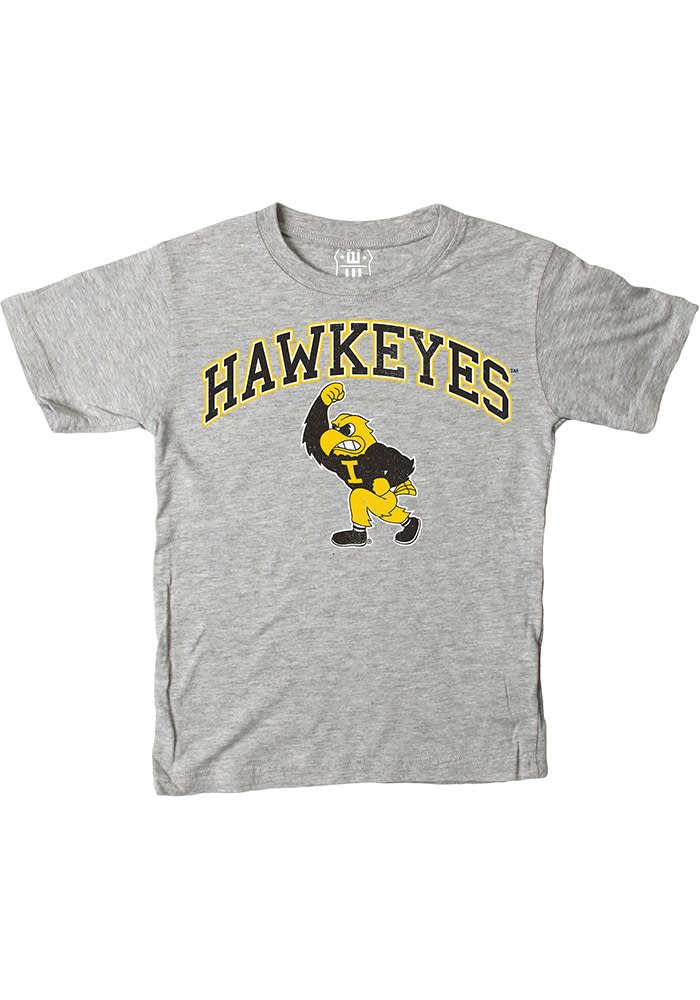 Iowa Hawkeyes Wes and Willy Boys HEATHERGREY Vintage Arch Mascot Short ...