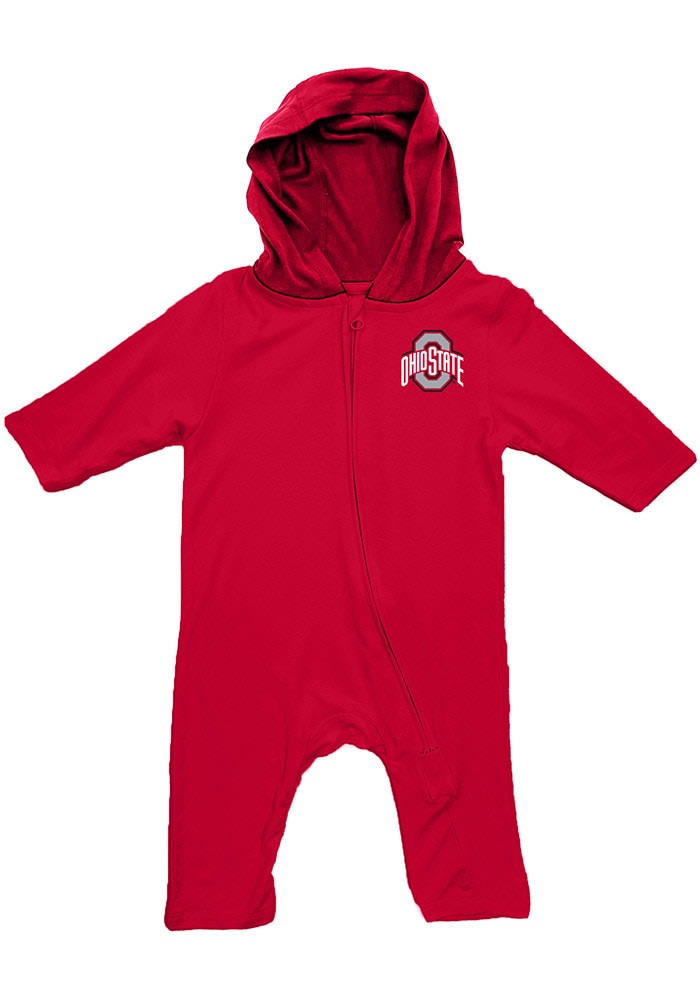 Wes and Willy Ohio State Buckeyes Baby Red Sun Hood Long Sleeve Romper ...