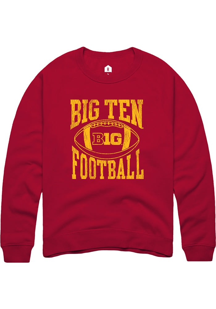Rally Mens CARDINALRED Big Ten Football Arch Design Long Sleeve Crew ...