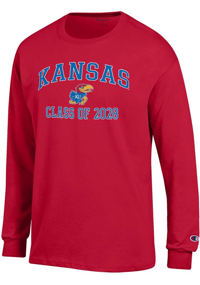Champion Kansas Jayhawks Font Class of 2028 Jersey Long Sleeve T Shirt ...