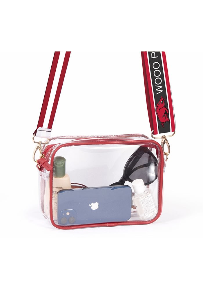 Arkansas Razorbacks Red Patterned Shoulder Strap with Clear Tote - 42500019