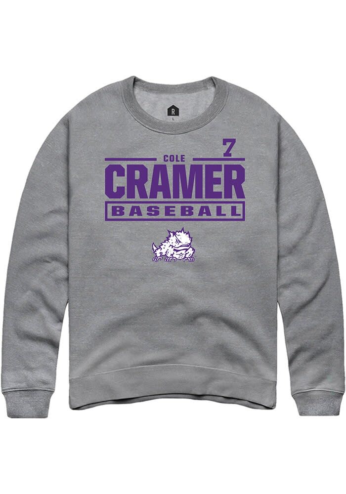 Cole Cramer TCU Horned Frogs Mens GRAPHITE NIL Stacked Box Player Crew ...