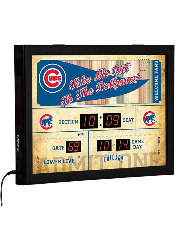 Chicago Cubs BLACK Scoreboard Wall Clock - 426843521