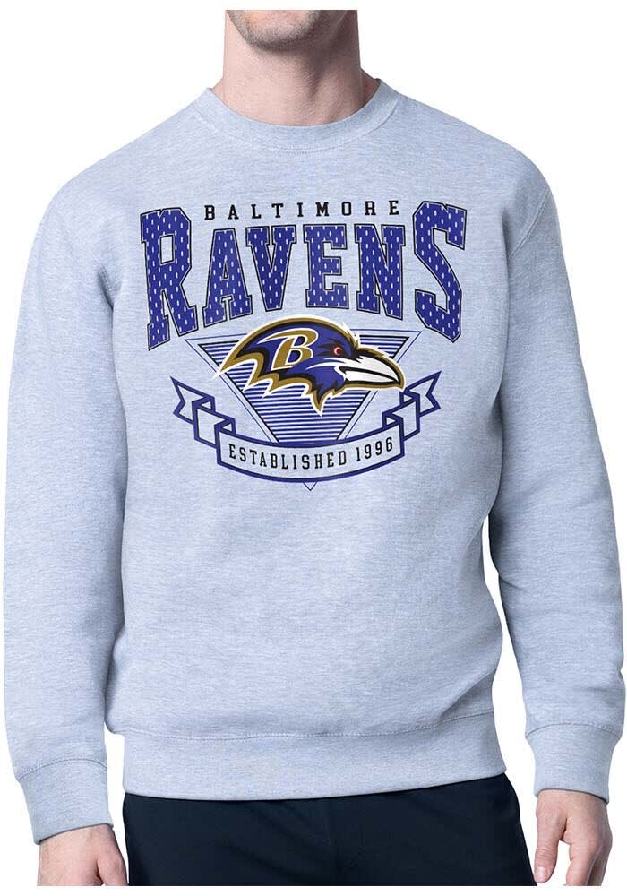 Starter Baltimore Ravens Mens HEATHER GREY 80s Logo Crew Sweatshirt ...